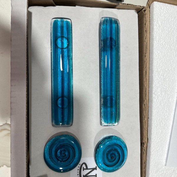 Navy Blue Glass Door Handle, Kitchen Cabinet Handles, Cupboard Pulls ...