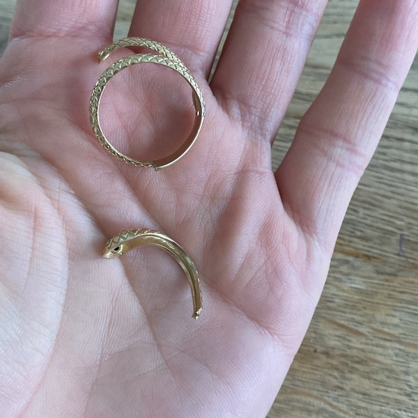 14K Gold Snake Ring, Wrap Snake Band, Dainty Serpent Ring, Wrap Around ...
