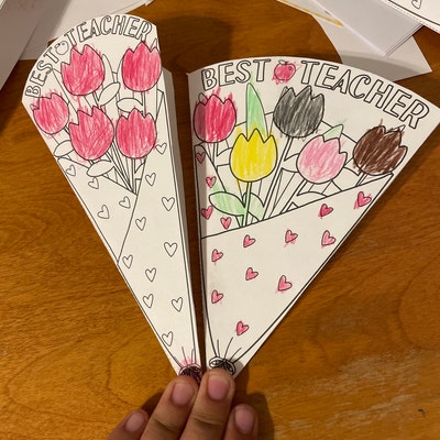 Teacher Appreciation Coloring Card, Tulip, Teacher Card Printable ...