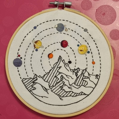 Mountain Solar System Embroidery Pattern PDF Guide Space - Etsy