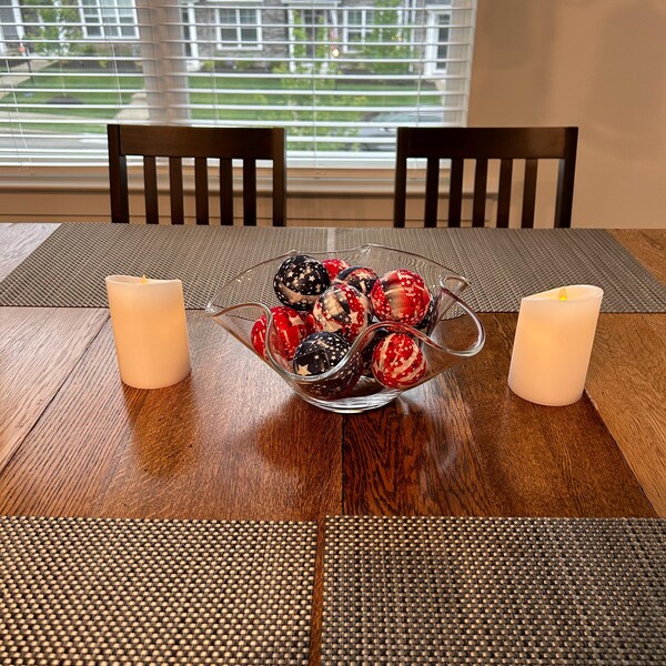 Christmas Fabric Wrapped Balls, Holiday Tier Tray Decor, Seasonal Dough ...