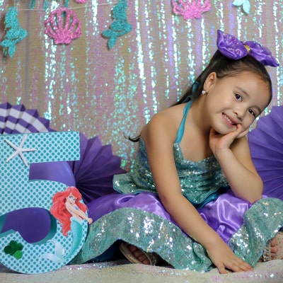 Ariel Birthday Number, Little Mermaid Decorated Number, Little Mermaid ...