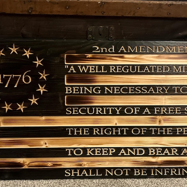 Wood Flag, 2nd Amendment, Torched, Oak, Wood Sign, 3D, CNC, Gift ...