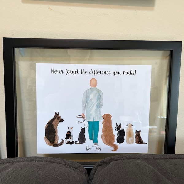 Personalised Vet Print, Custom Veterinarian Nurse Gift, Dog Pet Animal ...