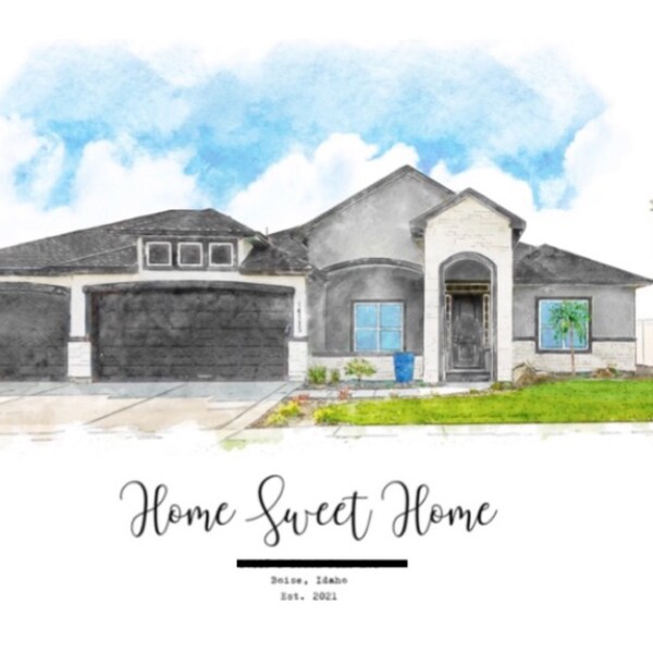 Custom House Drawing, House Illustration, Watercolor House Painting ...