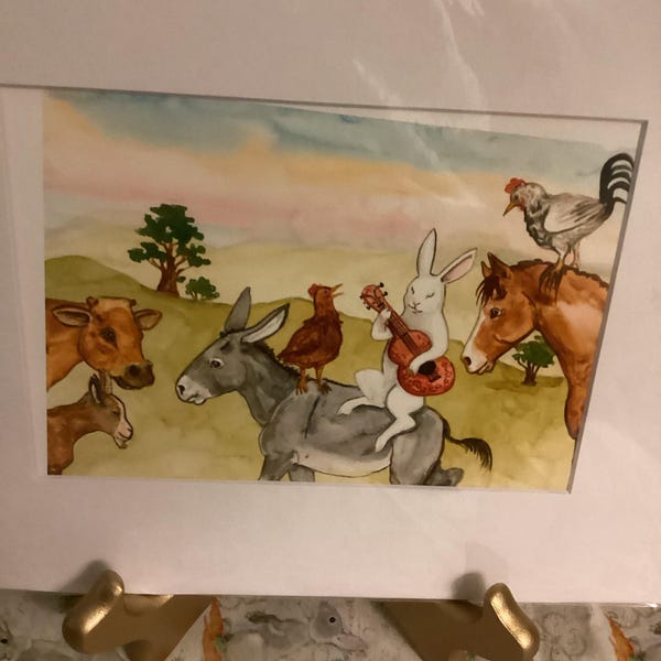 Large Print - Dancing Rabbits - Fine Art Rabbit Painting Print, Wedding ...