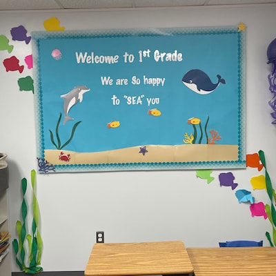 Ready to Hang Ocean Bulletin Board Set, Sea Themed Bulletin Board ...