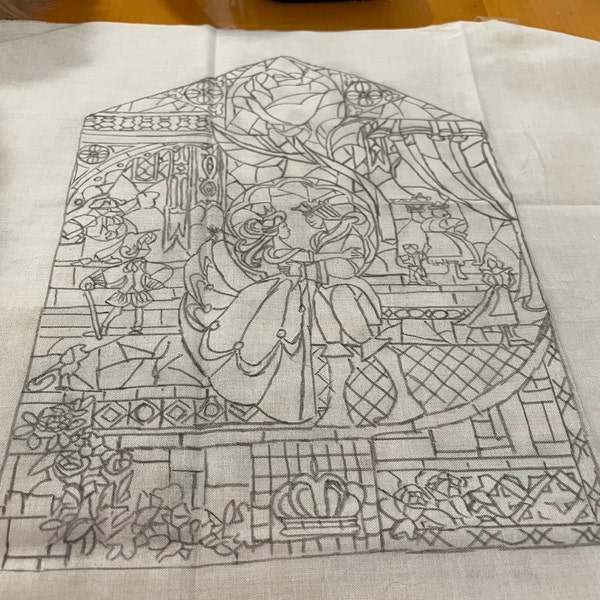 Beauty and the Beast Stained Glass Window Embroidery - DMC Color and ...