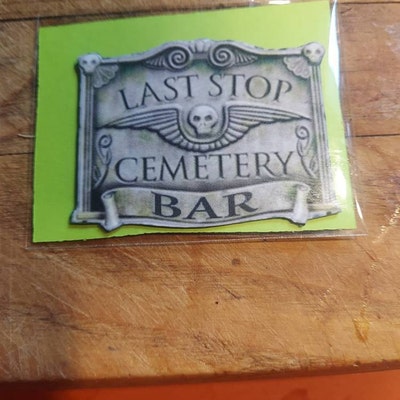 Last Stop Cemetery 1:12 Scale Graveyard PAPER Miniature Sign Spooky ...