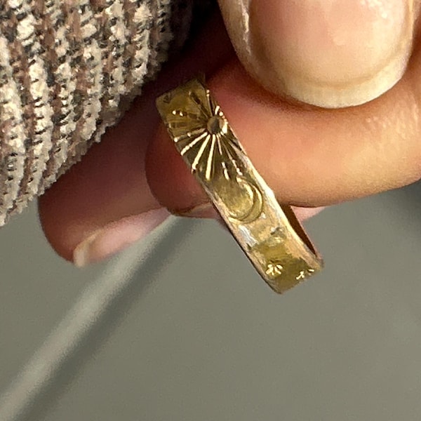 Celestial Band Ring, Moon and Stars Ring, Sun Band Ring, Celestial ...