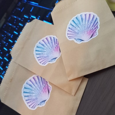 2 Sea Shell Labels, Shell Stickers, Baby Shower Sticker, Bridal Shower ...