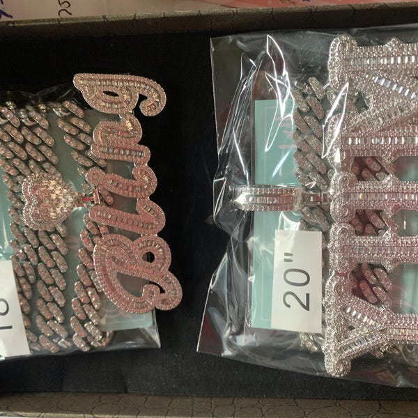 New Hot Trendy Name Necklace, Iced Bling Custom Name Plate Choker, Name ...