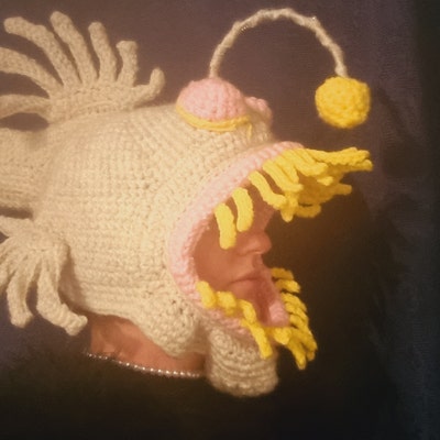 Angler Fish Crochet Hat Costume & Wrist Gauntlets Fantasy Under the Sea ...