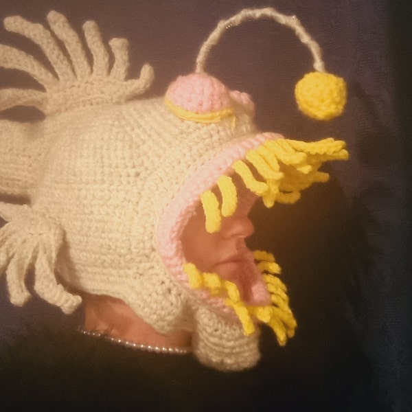 Angler Fish Crochet Hat Costume & Wrist Gauntlets - Fantasy Under the ...