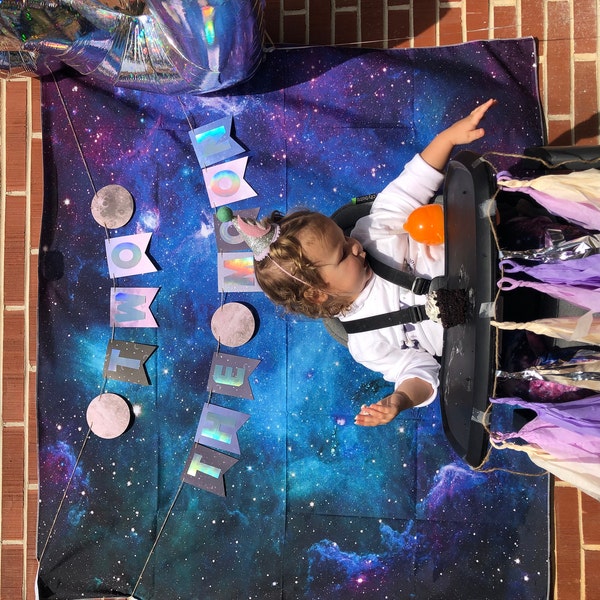 Space Banner, Moon Banner, Two the Moon Banner, Moon Birthday Banner ...