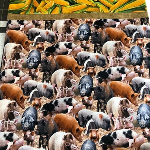 Elizabeths Studio Farm Animals Pigs Brown Cotton Fabric by the Yard or ...