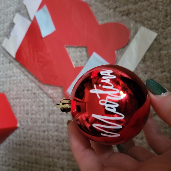 Custom Christmas Baubles Name Sticker, DIY Christmas Decor ...
