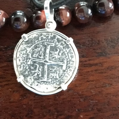 Sterling Silver Pirate Doubloon 2 Reale Shipwreck Coin Pendant Replica ...