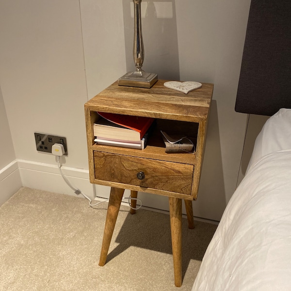 Narrow Bedside Table • Small Bedside Table • Slim Bedside Table • Cute ...