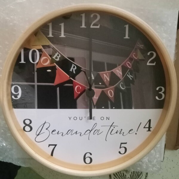 Decorative Wall Clock, Checkered Pink and Light Pink Wall Clock, Wooden ...