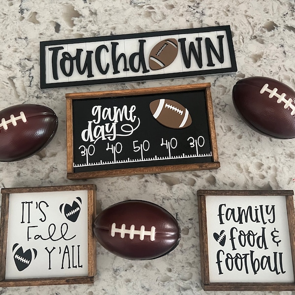 Neutral Black & White Football / Fall / Thanksgiving Tiered Tray ...