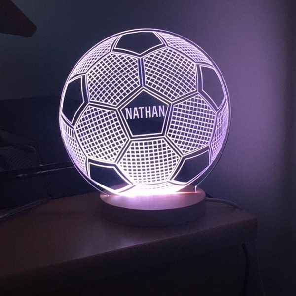 Personalised LED Desk Table Lamp Football Design Night Light Custom ...