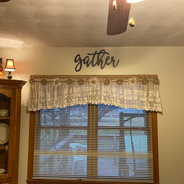 Custom Rustic Burlap Lace Bedroom Valance Burlap Lace Window Kitchen ...