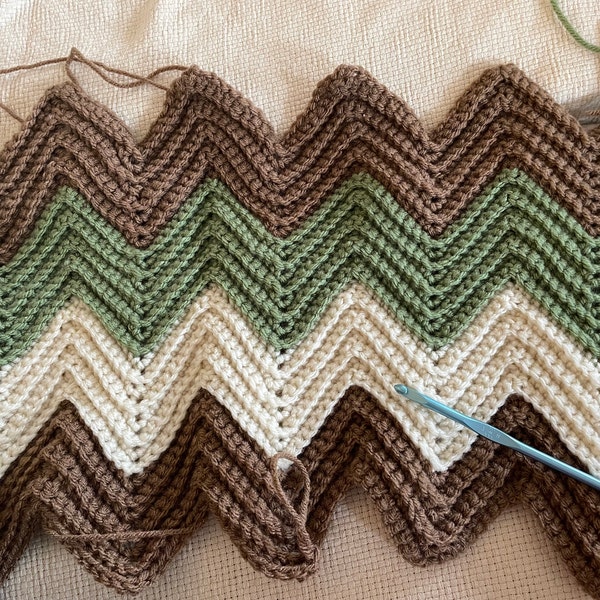 Ripple Chevron Afghan Blanket Crochet Pattern – Cozy Home Crafting Tutorial - Instant Download ...