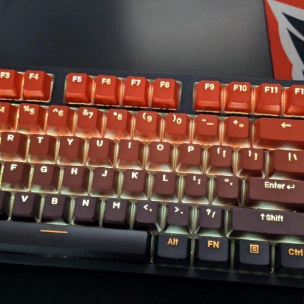 Gradient Black and Red Keycap Set, OEM Profile, Shine-through, PBT ...