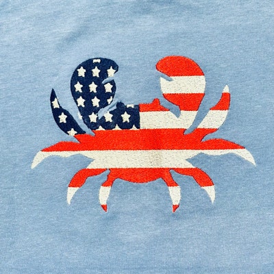 American Flag Embroidery, Crab Flag Machine Embroidery Design, Fourth ...