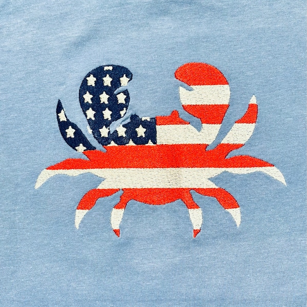 American Flag Embroidery, Crab Flag Machine Embroidery Design, Fourth ...