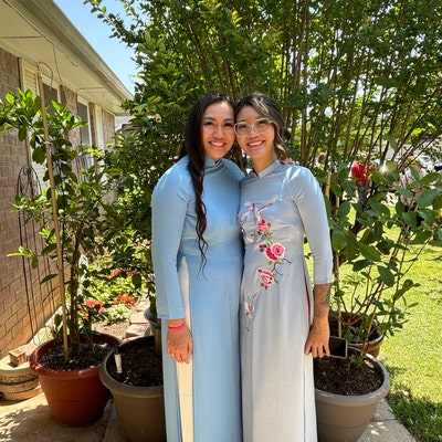 Green Vietnamese Traditional Ao Dai Long Dress With 3D Flower , Including Pants - Etsy