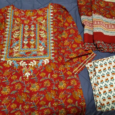 Women Wear Hand Block Printed Kurti Palazzo in Soft Cotton - Etsy