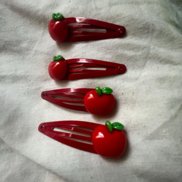 Apple Snap Hair Clips - Pack of 2 - Red - Etsy