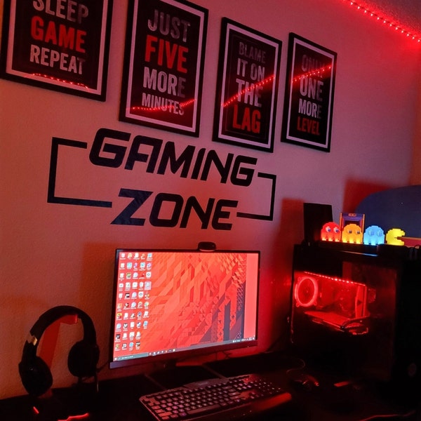 Gaming Zone Wall Decal, Entertainment Room Decor, Kids Bedroom Sticker ...