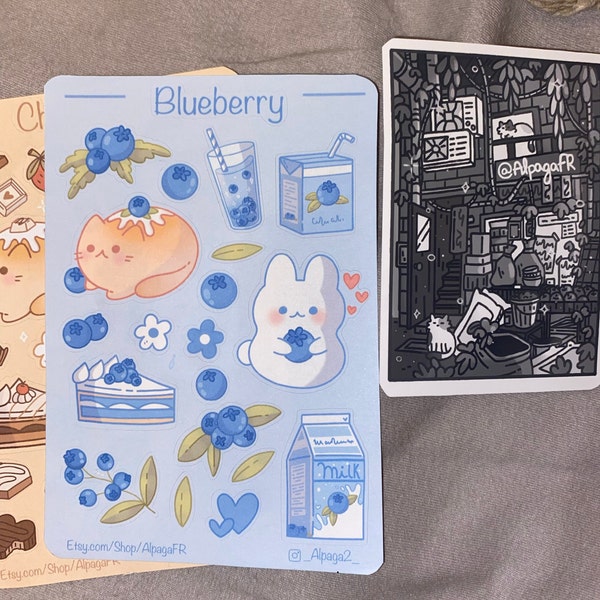 Blueberry Sticker Sheet - Vinyl/matte A6 - Etsy