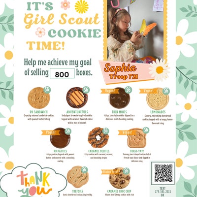 Girl Scout Cookie Thank You Tag Template, Editable Printable Girl Scout ...