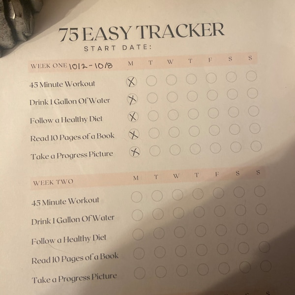 75 Easy Tracker - Etsy