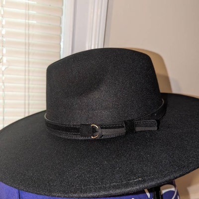 Vegan Felt Wide Brim Hat Goth Witch Horror Fedora Hat XL Brim wrought ...