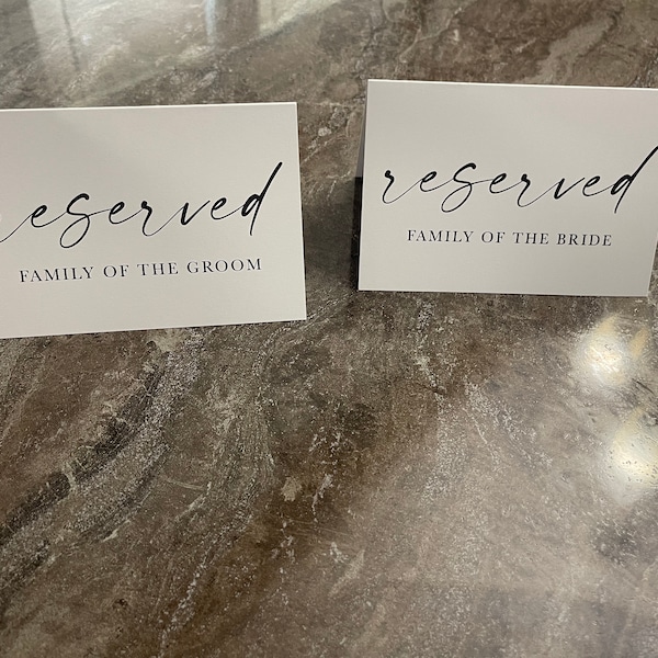 Reserved Sign, Folded Reserved Sign, Reserved Wedding Table Signs ...