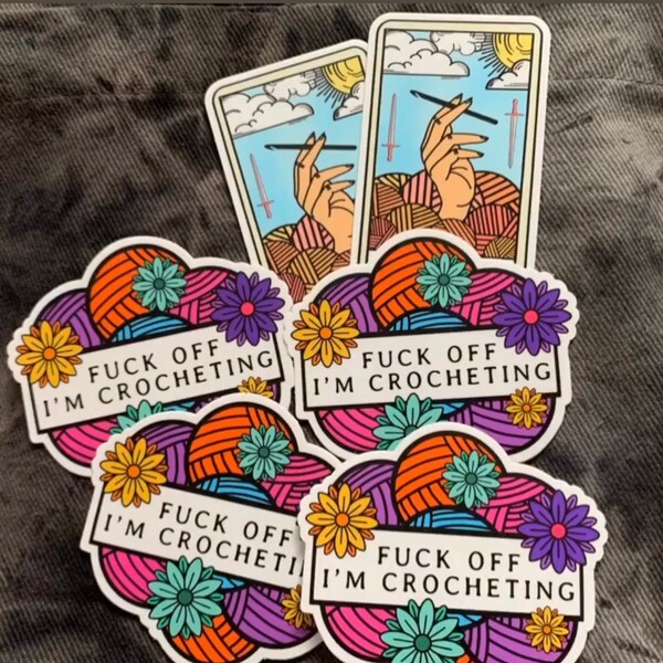 Funny Crochet Vinyl Sticker, Crocheter Joke Gift, Crochet Life Hooker ...