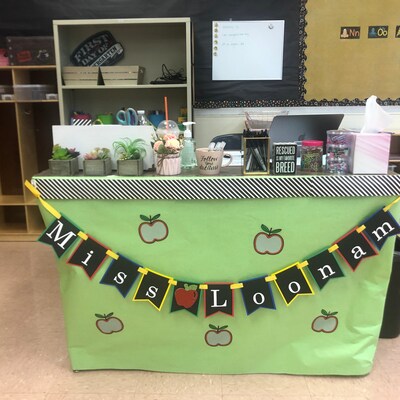 School Teacher Banner, School Desk Banner, Back to School Decorations ...