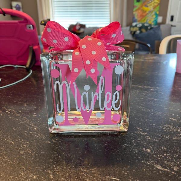 Girls Customized/personalized Glass Block Money Bank/piggy Bank (6-inch ...