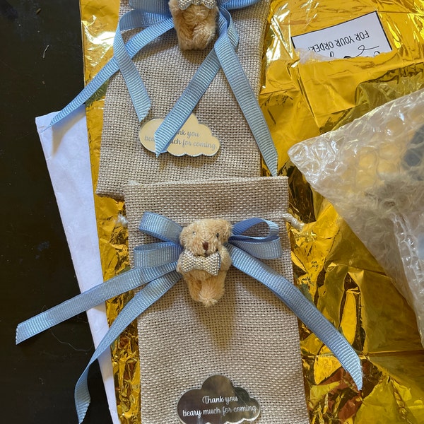 Blue Teddy Bear Sachet Bags, Beary First Birthday, Teddy Bear Baby ...