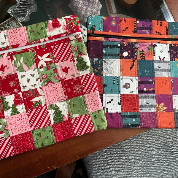 Cross Stitch Project Bag, Willows Farm, Patchwork Quilted Project Bag ...
