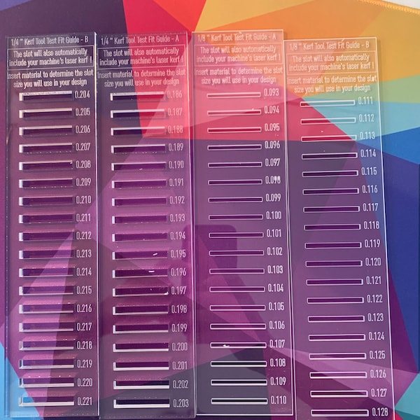 Kerf Tool Test Fit Guides for Laser Designs in 1/8" (3mm) or 1/4" (6mm ...