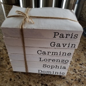 Stamped books / personalized books / stacked books / shabby | Etsy