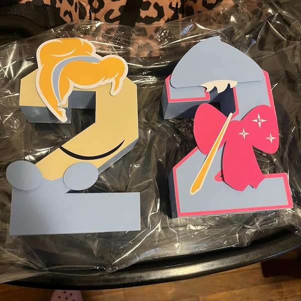 Cinderella Birthday 3D Numbers, Cinderella Party Decorations, Custom 3D ...