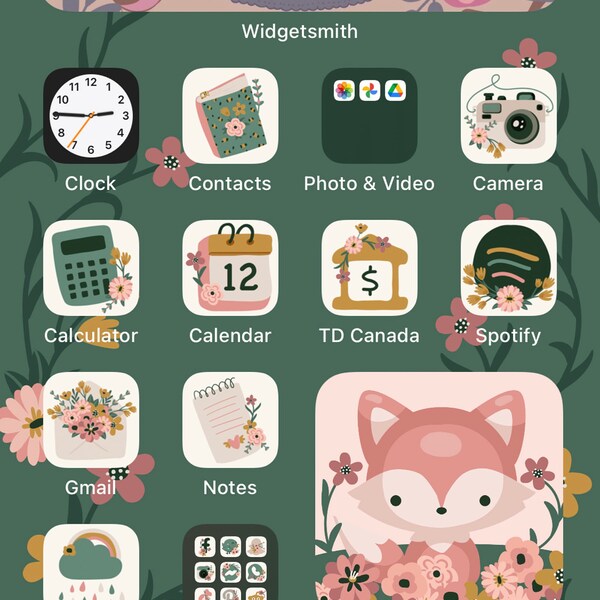 Hand Drawn Ios 14 Icons iPhone Icons, Handdrawn App Icons Green Floral ...