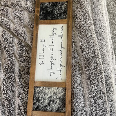 Genuine Cowhide Wood Sign, Customizable Rustic Sign, Rustic Decor ...